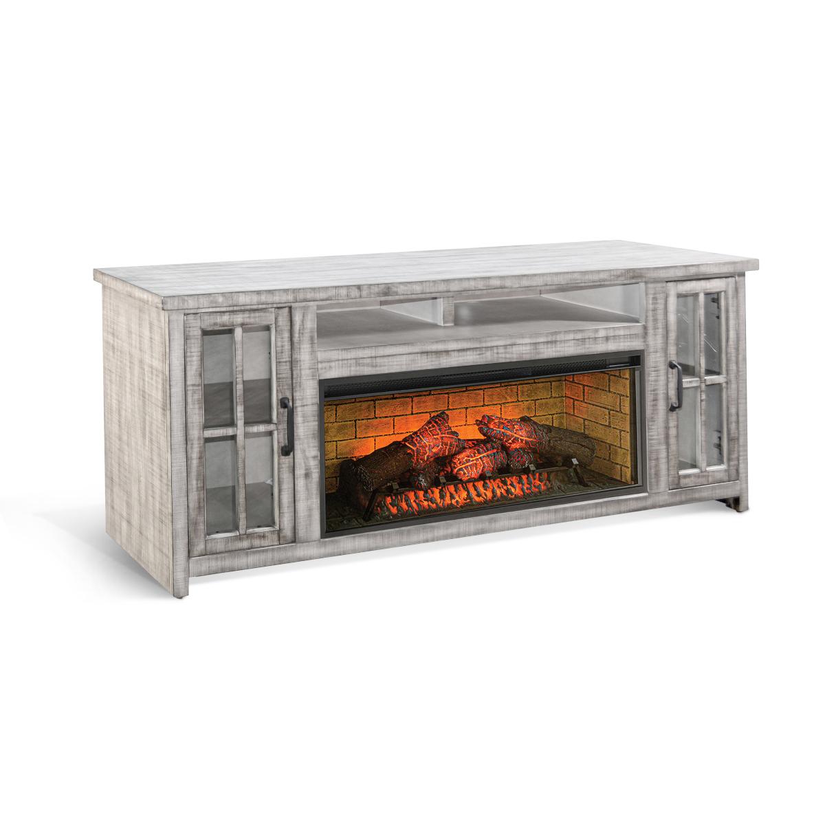 Sunny Designs 76" TV Console w/ Electric Fireplace Insert Option ...