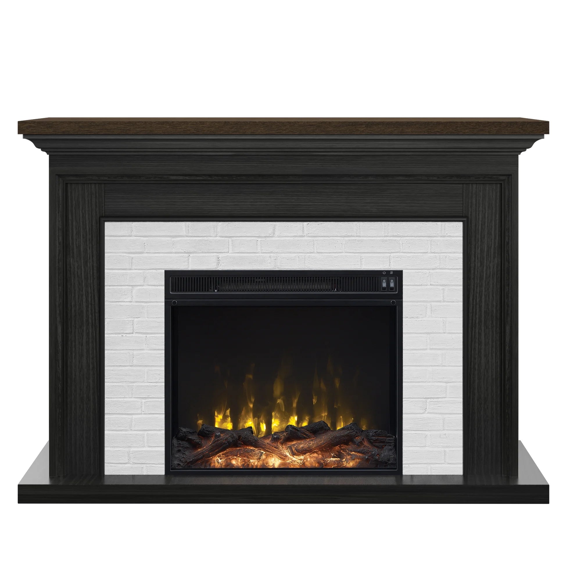 Twin Star Home Farmhouse 2 Tone Mantel with Electric Fireplace - 23WM6 ...